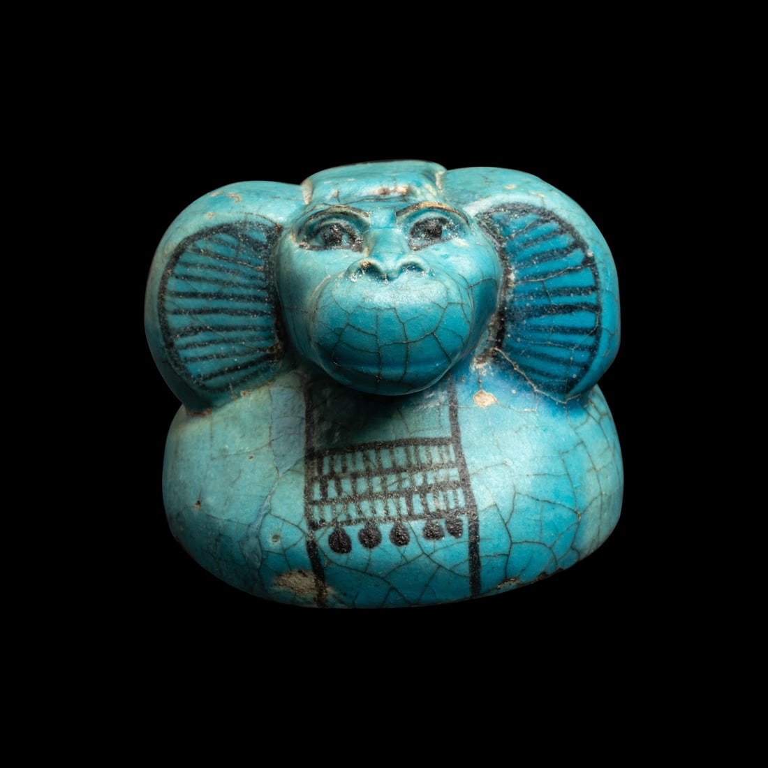 An Egyptian Blue Faience Canopic Jar Lid With The Head Of A Baboon (hapi) Auction