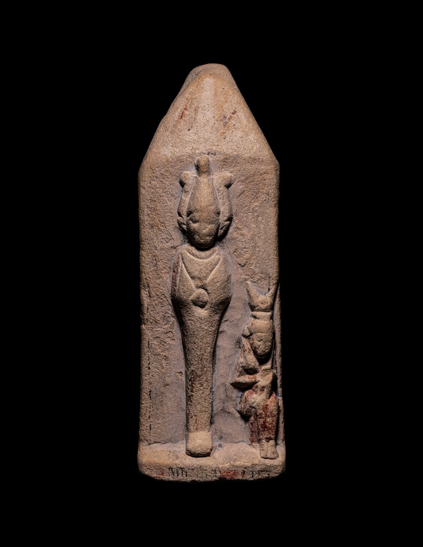 An Egyptian Limestone Case In The Form Of An Obelisk With Osiris And ...