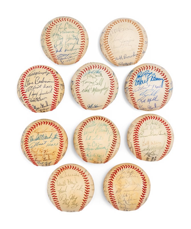 A Large Group Of Assorted 1960s-90s Atlanta Braves Team Signed ...