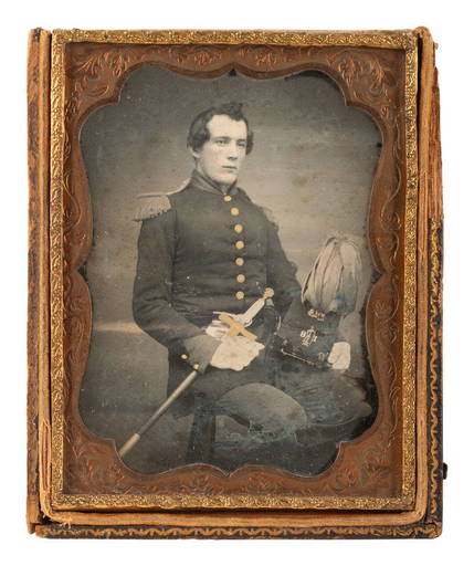 [early Photography]. Quarter Plate Daguerreotype Of A Mounted Rifleman ...