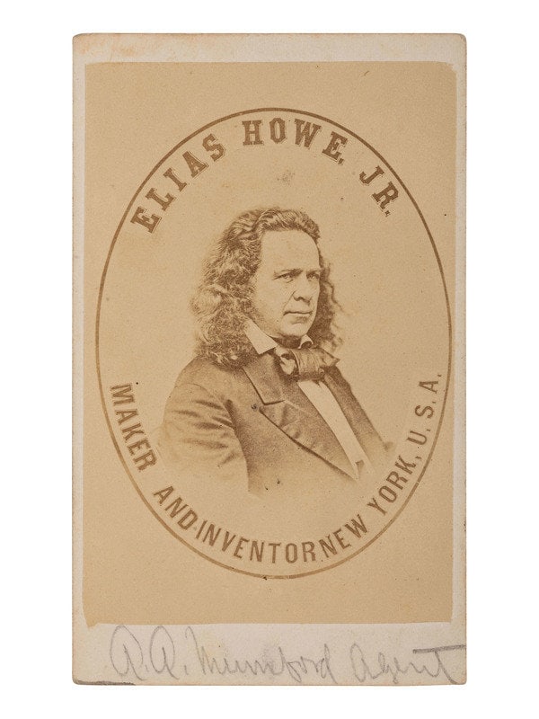 [early Photography]. Advertising Cdv For American Inventor Elias Howe ...