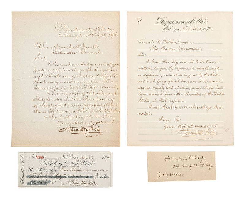 Fish, Hamilton (1808-1893). Letters And Signatures Of Fish And His ...