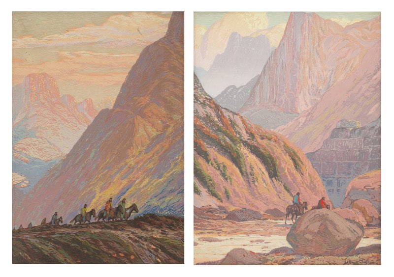 Fred Grayson Sayre (american, 1879-1939) Two Works: The Canyon Gateway ...