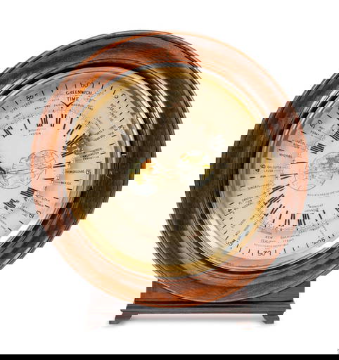 An English Oak Framed World Time Wall Clock