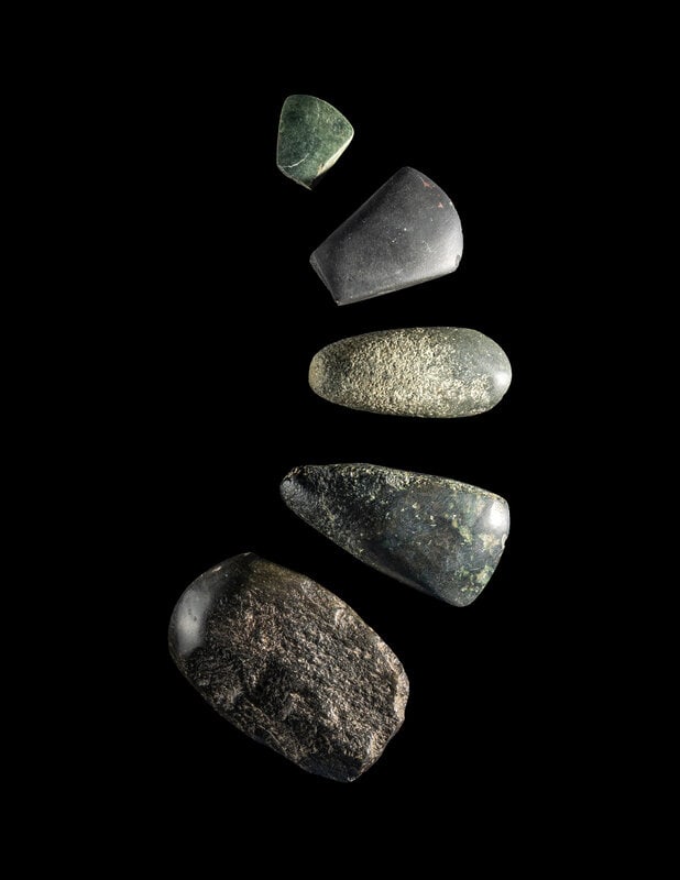 Five Neolithic Jadeite And Basalt Axe Heads Auction