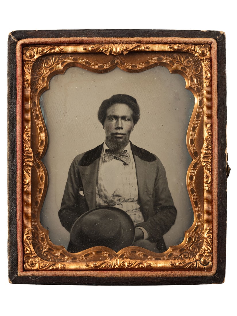 [early Photography] Sixth Plate Ruby Ambrotype Of A Young African
