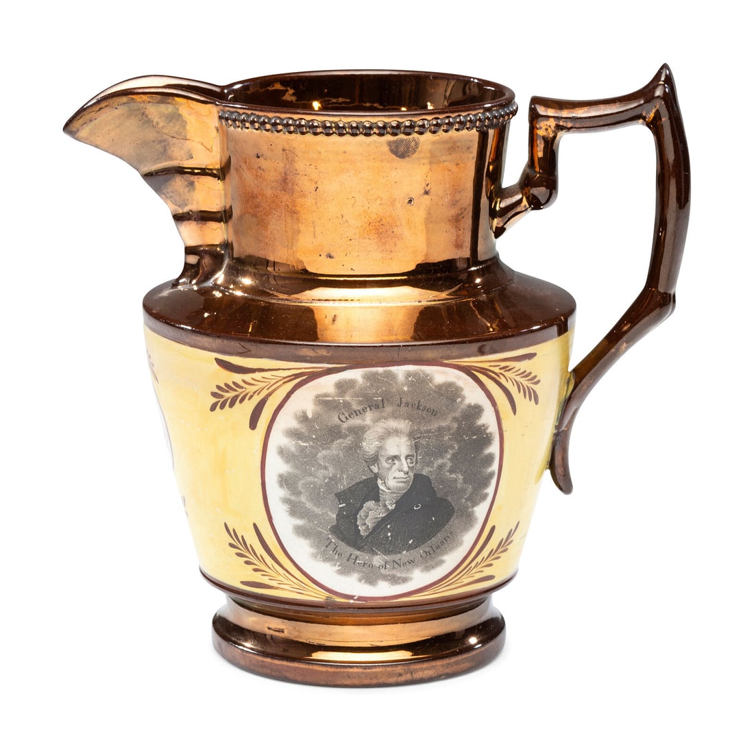 A Staffordshire Transfer-printed Copper Lustre 'general Jackson Hero Of ...