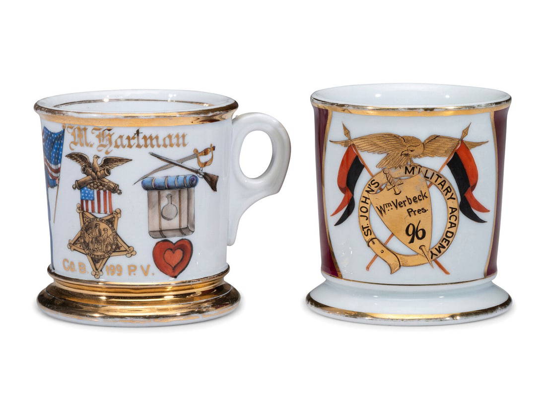 Two Military Related Porcelain Shaving Mugs, One Belonging To William ...
