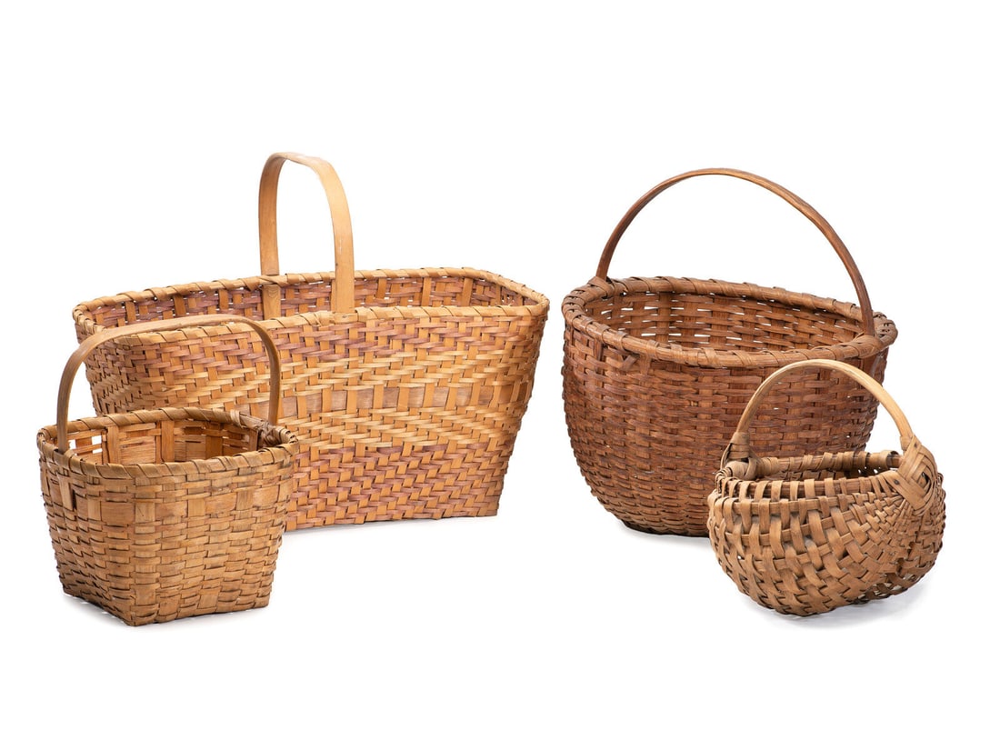 Four Woven Splint Baskets Auction