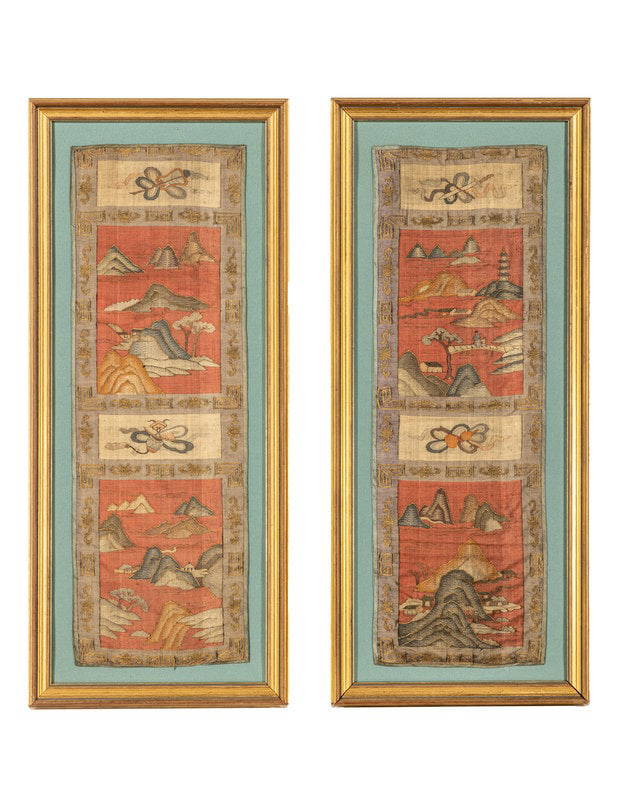 A Pair Of Chinese Kesi Woven Silk Panels Auction