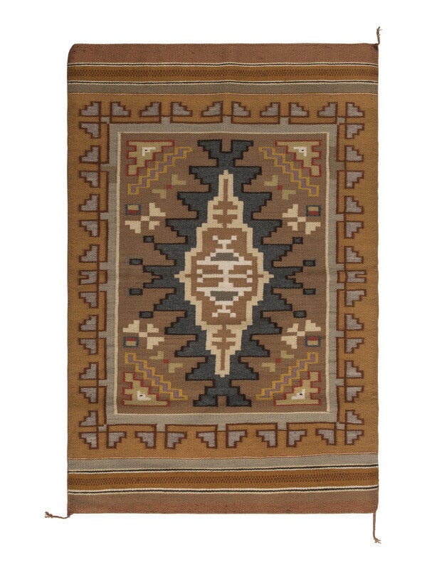 Maggie Price (diné, 20th Century) Navajo Burntwater Weaving / Rug Auction