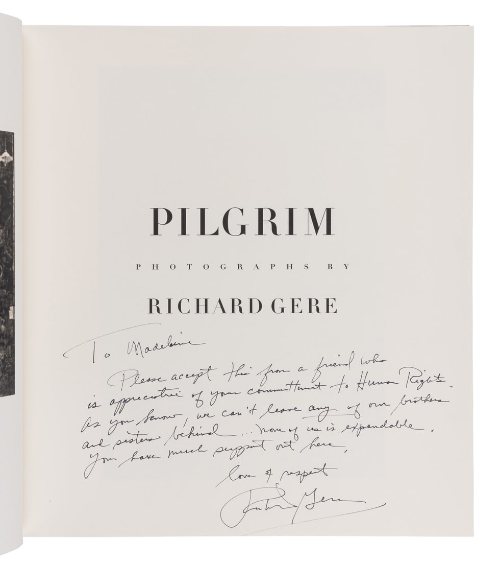 Gere, Richard. Pilgrim. Inscribed By The Author To Albright. Auction