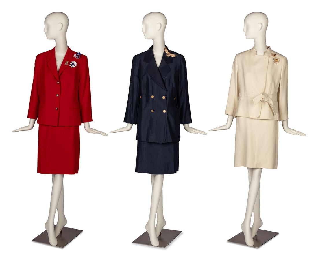 Three Louis Féraud Suits And A Collection Of Patriotic Brooches Auction