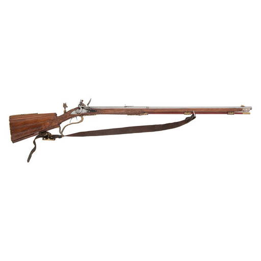 Contemporary Flintlock Jaeger Rifle With Carved And Fluted Stock