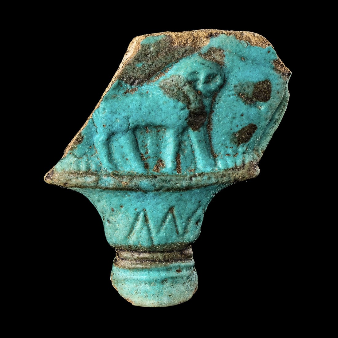 An Egyptian Blue Faience Fragment Of A Lotiform Column Auction