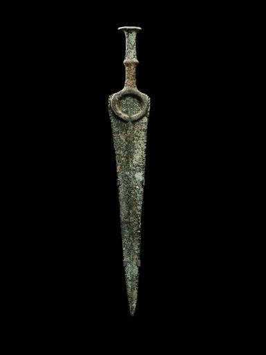A Luristan Bronze Sword With Crescent Pommel