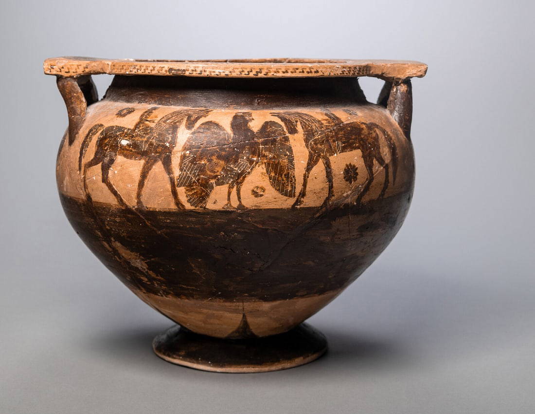 A Middle Corinthian Black-figured Column Krater Auction