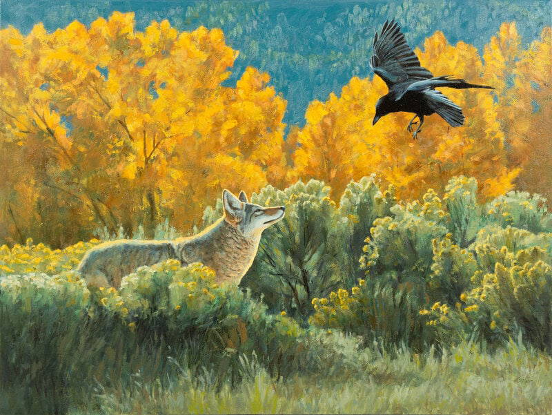 Jim Eppler (american, B. 1950) Yellow Aspens And Raven Auction