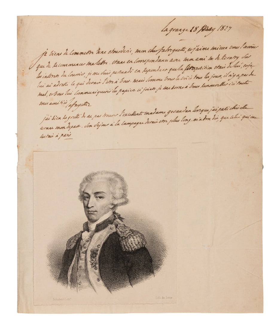 [english & Continental Manuscripts]. Lafayette, Marie Joseph Paul Yves Roch Gilbert Du Motier ...