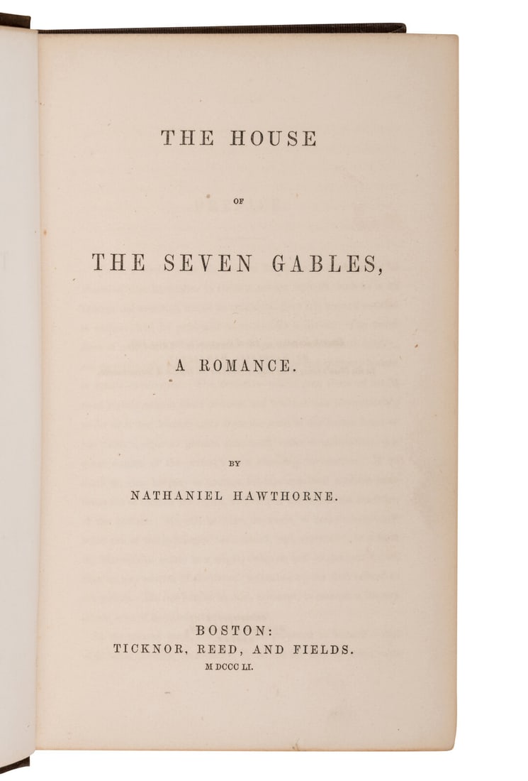 Hawthorne, Nathaniel (1804-1864). The House Of The Seven Gables. Boston ...