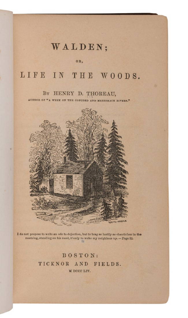 Thoreau, Henry David (1817-1862). Walden: Or, Life In The Woods. Boston ...