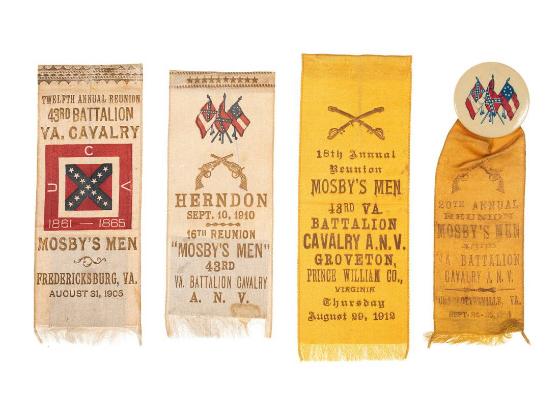 [mosby, John S. (1833-1916)]. A Group Of 4 Reunion Ribbons For "mosby's ...