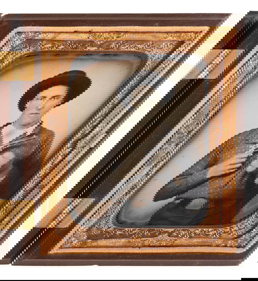 [civil War]. Sixth Plate Ruby Ambrotype Of A Young Man Armed With A ...