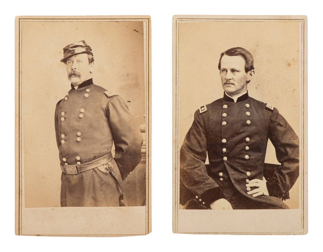[civil War - Gettysburg]. A Group Of 2 Cdvs, Incl. Wesley Merritt And ...