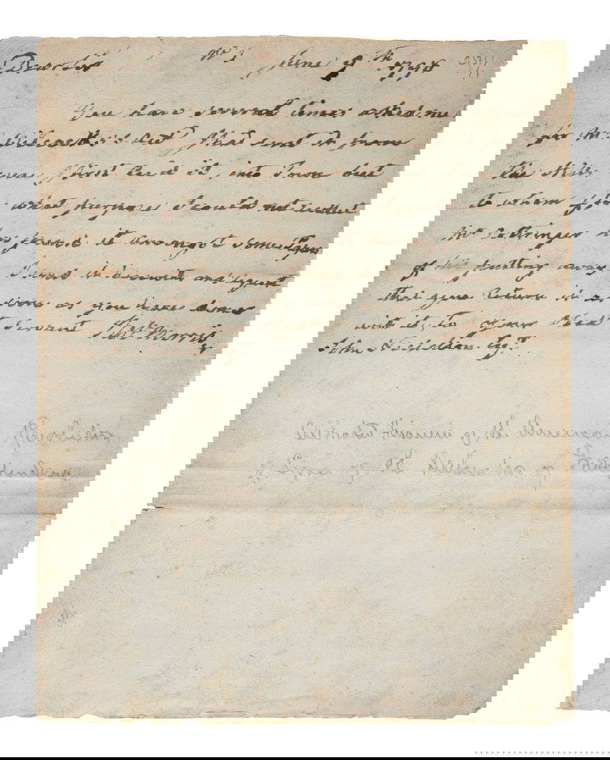 [signer]. Morris, Robert (1734-1806). Autograph Letter Signed ("robt ...