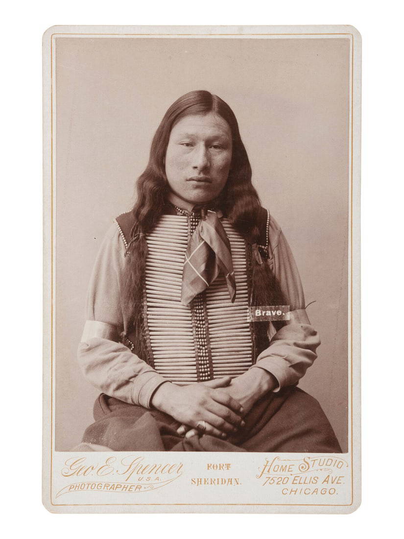 [native Americans]. Cabinet Card Of A Sioux Brave Taken Prisoner At ...
