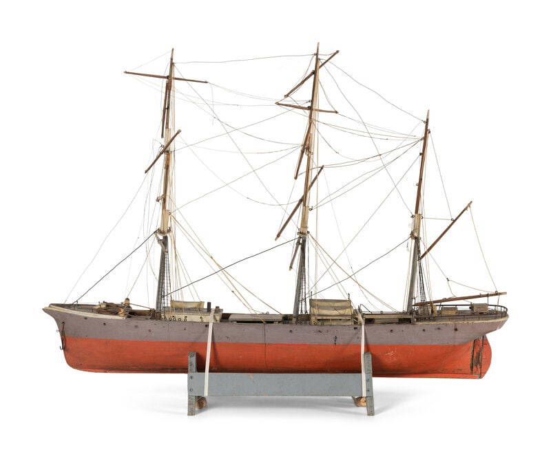 A Carved And Painted Wood Three-mast Ship Model Auction