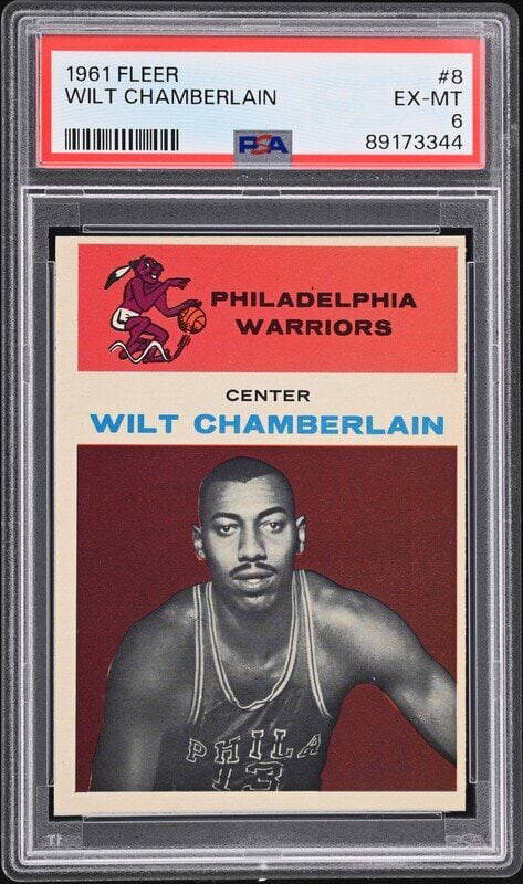 A 1961 Fleer Wilt Chamberlain Rookie Basketball Card No. 8 (psa 6 Ex-mt ...