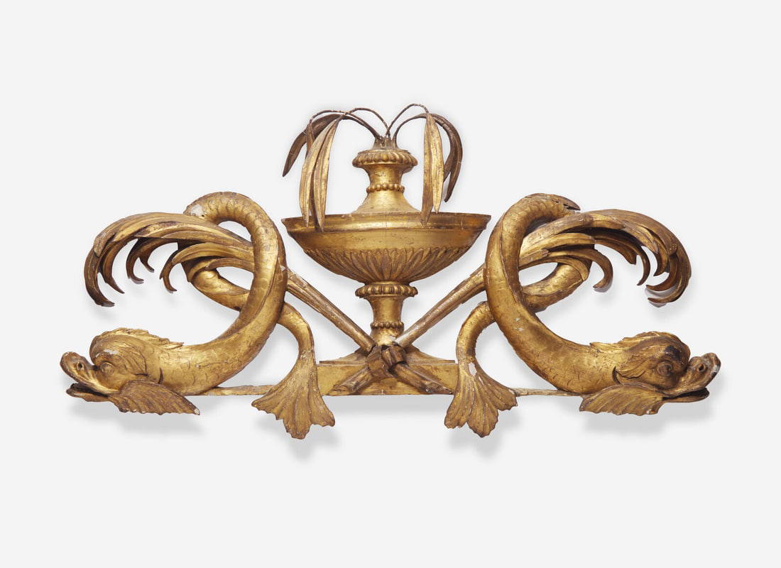 An English Carved Giltwood Transom Ornament Auction