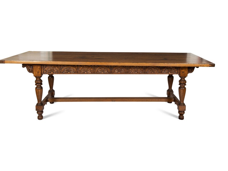An Arts & Crafts Style Carved Oak Refectory Table Auction