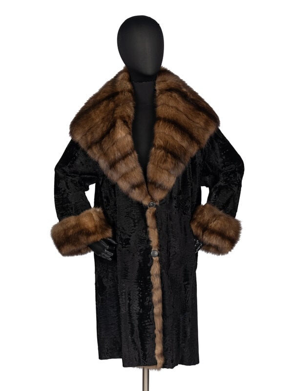J. Mendel Broadtail Coat With Sable Trim Auction