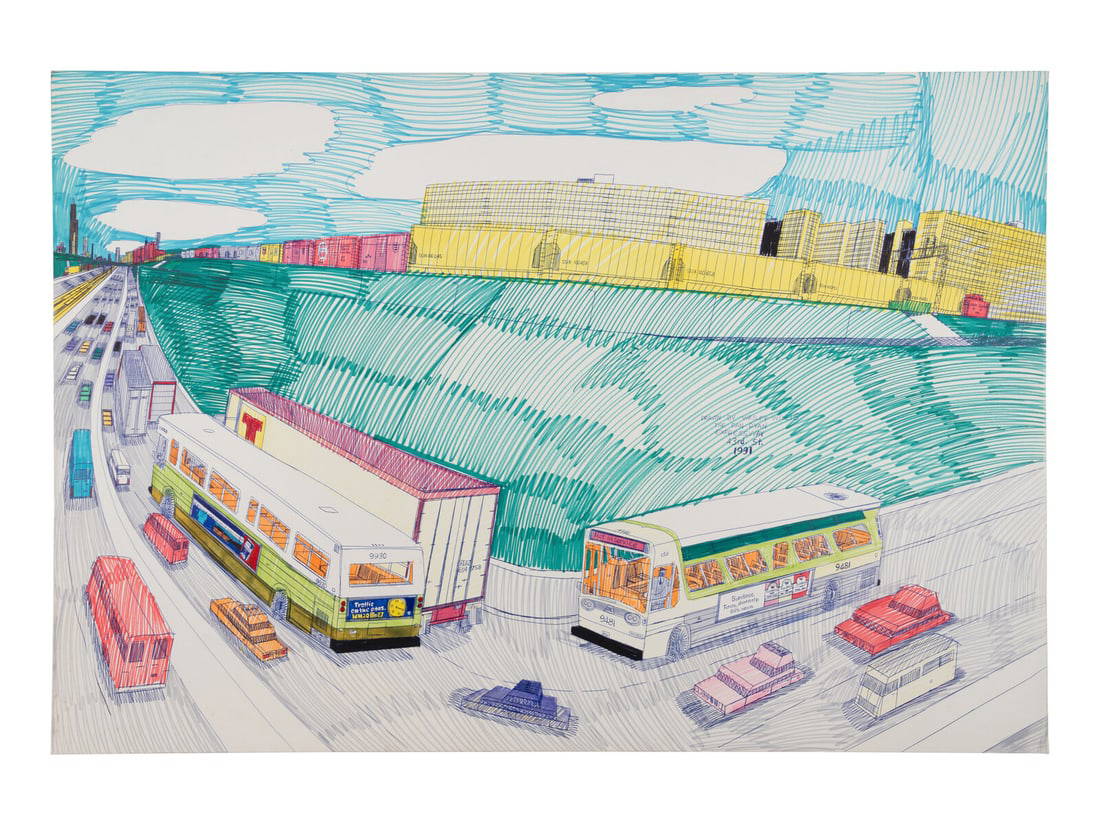 Wesley Willis (american, 1963-2003) The Dan Ryan Expressway, 43rd St ...