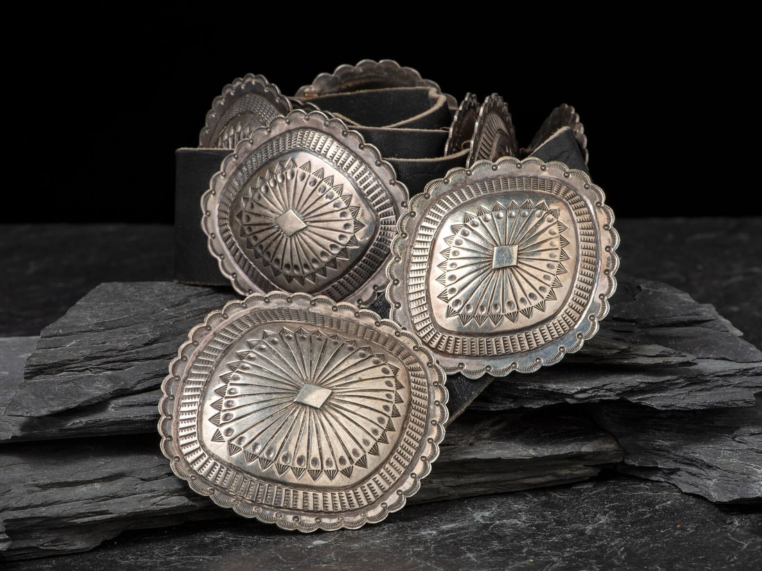 Navajo Sterling Silver Concha Belt Auction