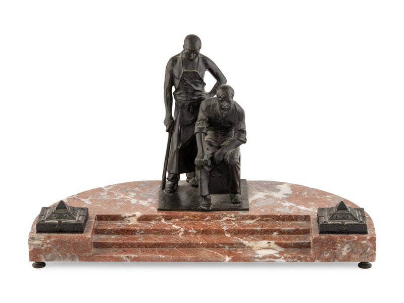 A Carl Brose Bronze And Marble Inkwell Auction