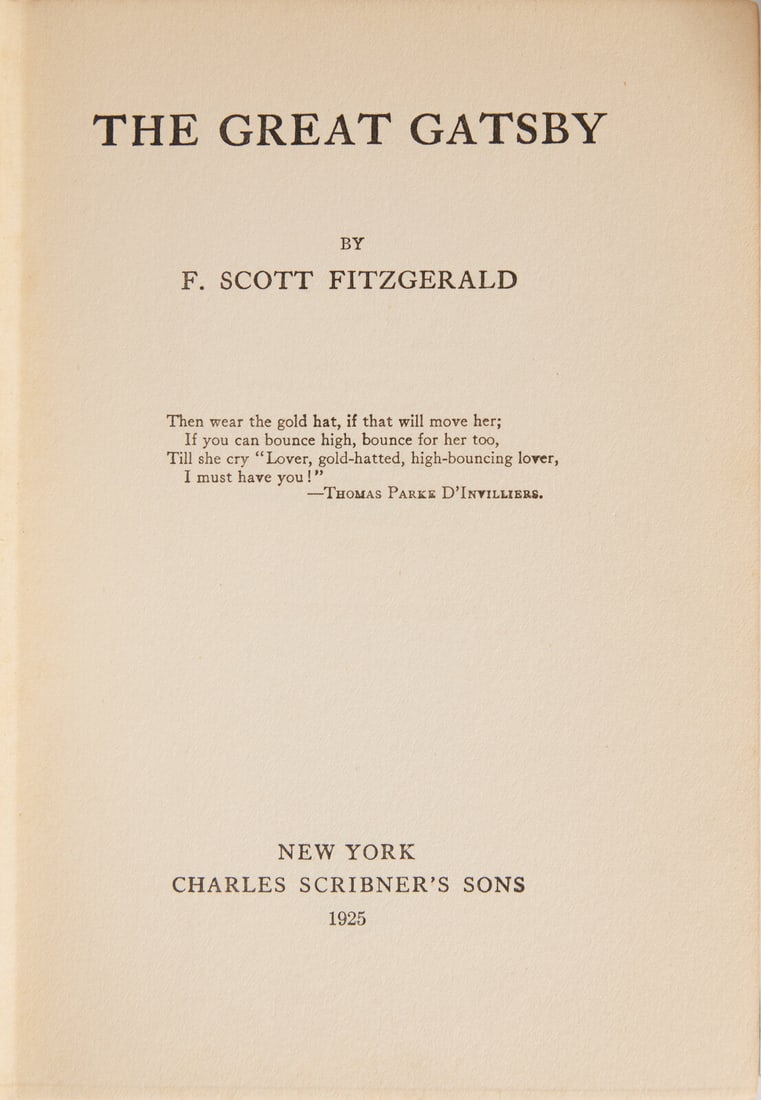 [literature] Fitzgerald, F. Scott. The Great Gatsby. First Edition ...