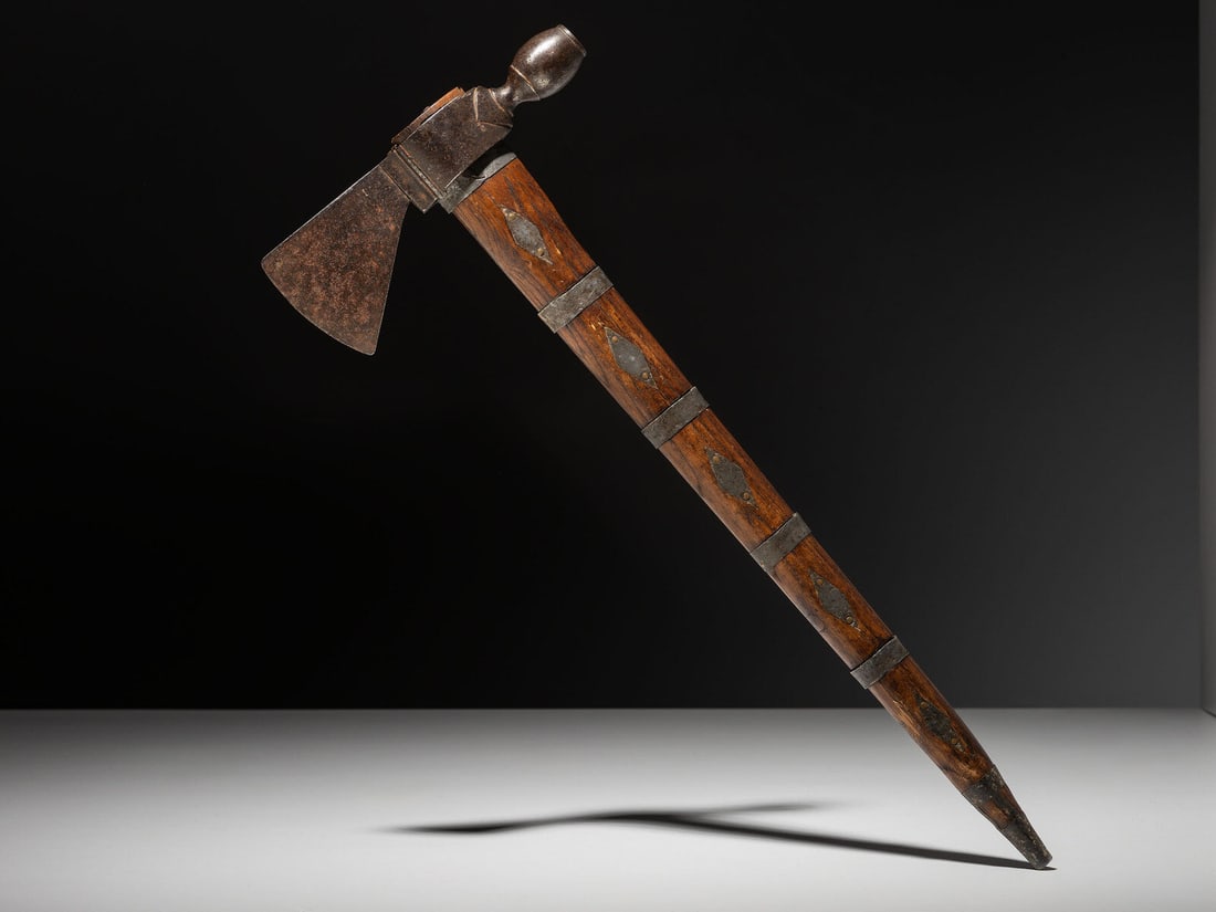 Great Lakes Pipe Tomahawk, With Pewter Inlay Auction