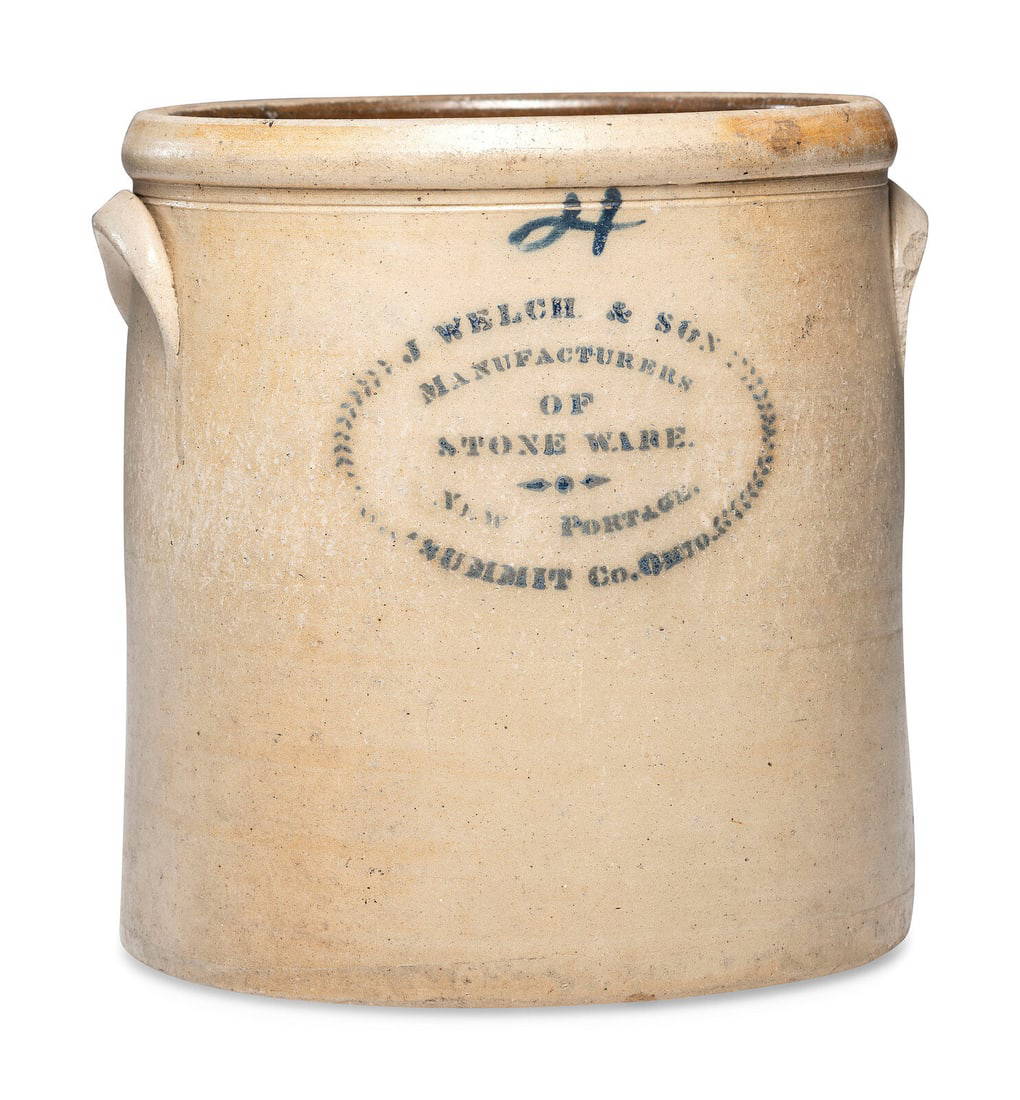 A Jacob Welch Four-gallon Stoneware Crock Auction