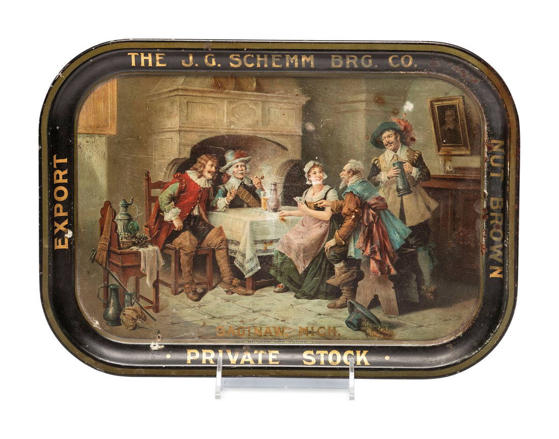 A J.g. Schemm Brewing Company Tin Lithograph Advertising Tray Auction
