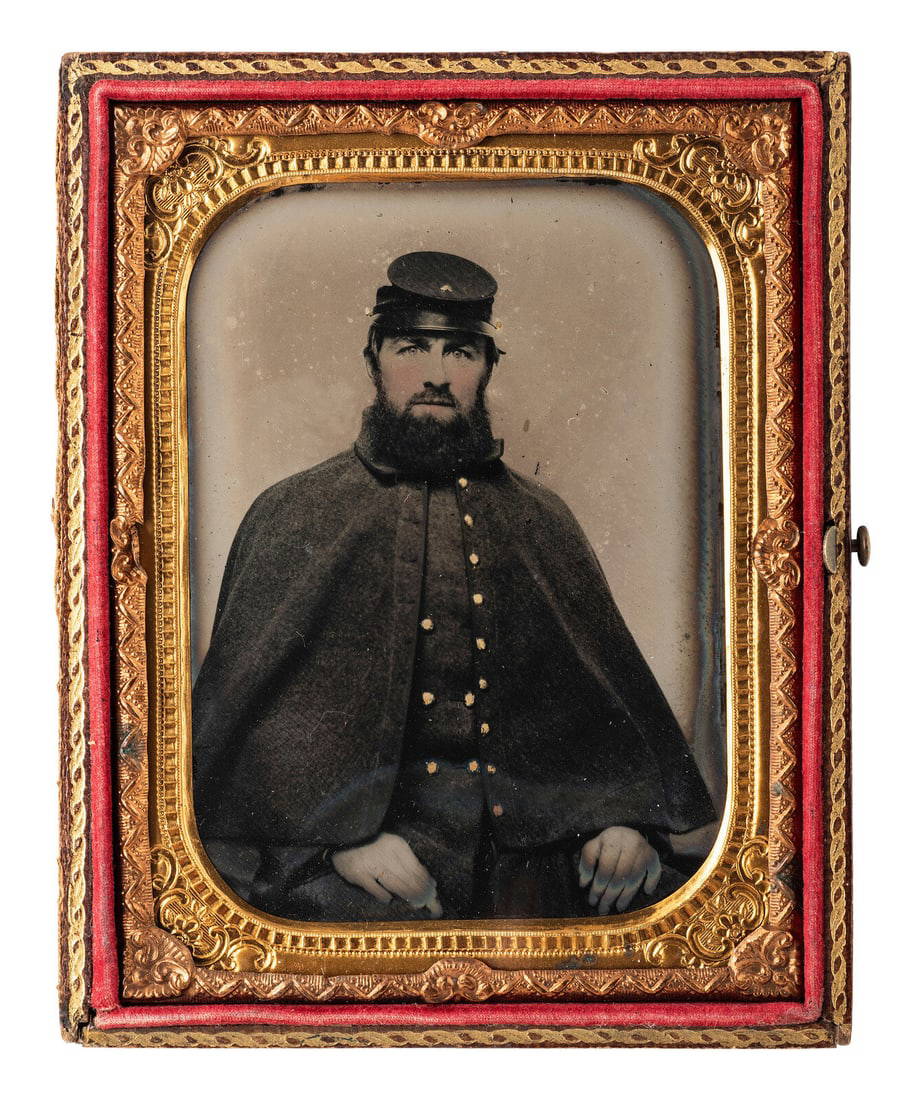 [civil War]. Quarter Plate Ambrotype Featuring A Bearded Confederate ...