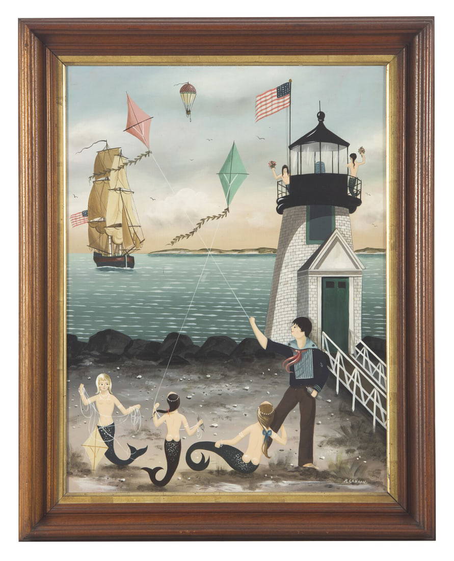 Ralph Eugene Cahoon, Jr. (1910-1982), Kite Flying At Brant Point Auction