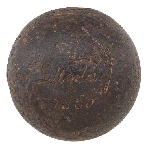 Gettysburg Souvenir 12 Pound Solid Shot Engraved By Edward Woodward