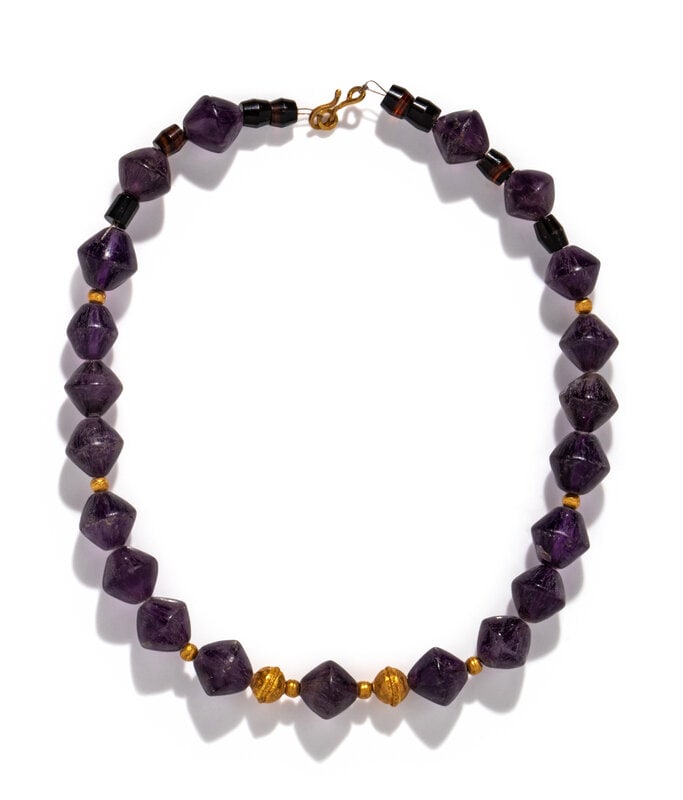 A Greek Amethyst And Gold Bead Necklace Auction