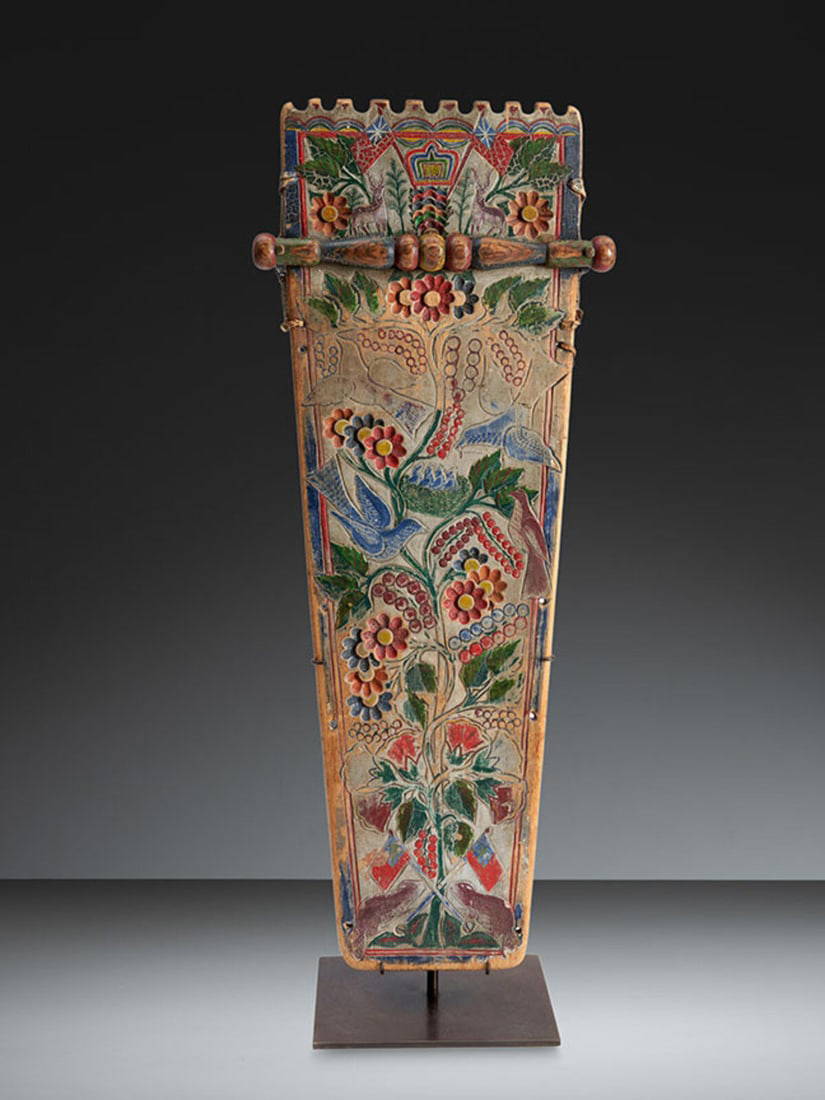 Mohawk Carved And Painted Cradleboard Auction