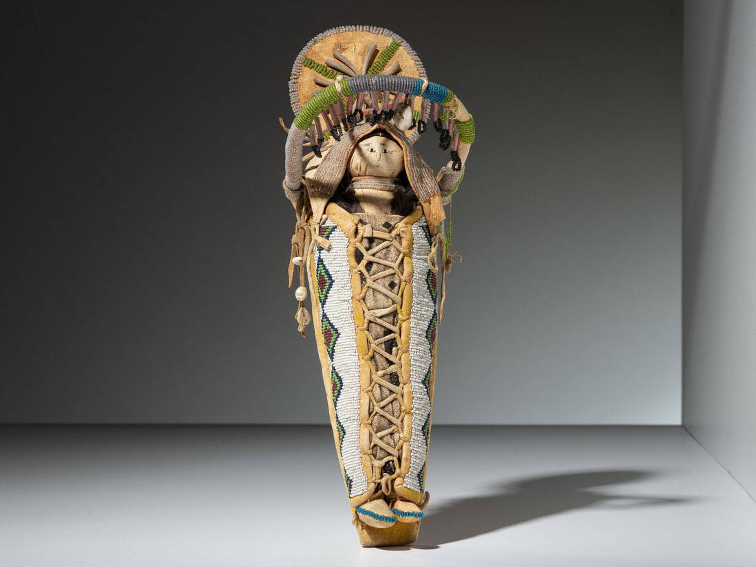 Umatilla Beaded Hide Doll Cradle Auction