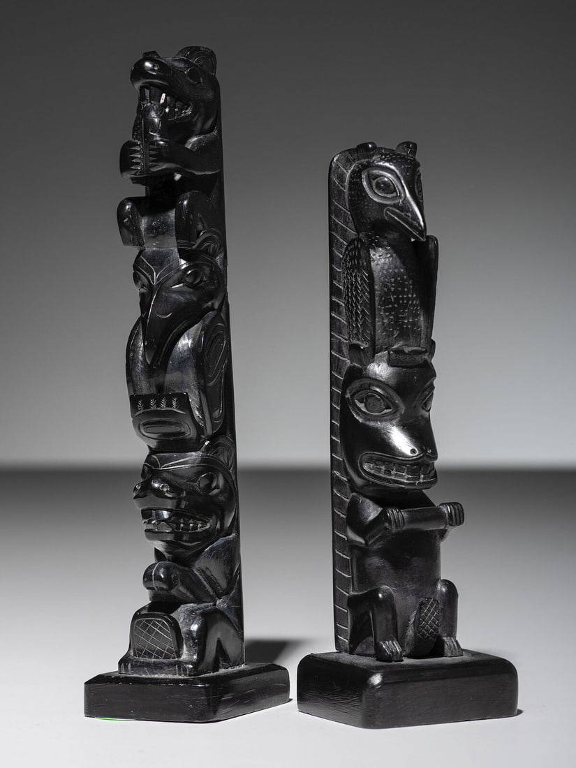 Haida Argillite Model Totem Pole Auction