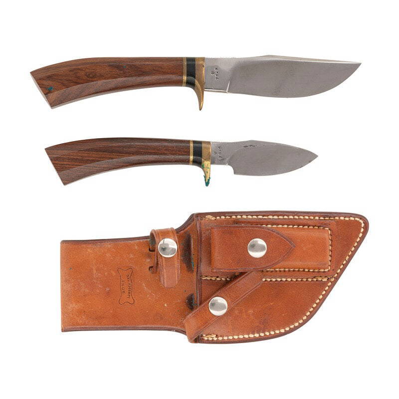 Pair Of Vintage Ralph Bone Knives Models U And V In Sheath Auction